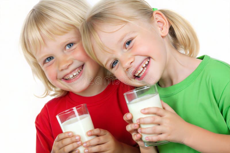 Happy Children Enjoying Milk Stock Illustration - Illustration of ...