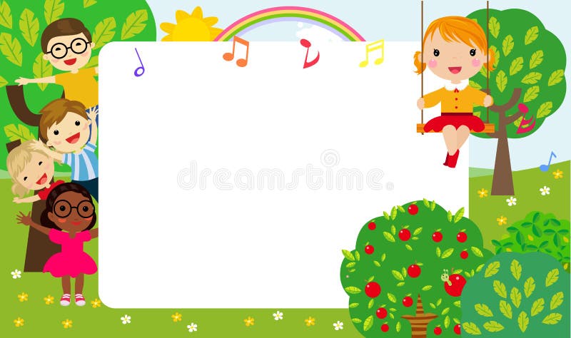 Happy children and frame stock vector. Illustration of frame - 105510594
