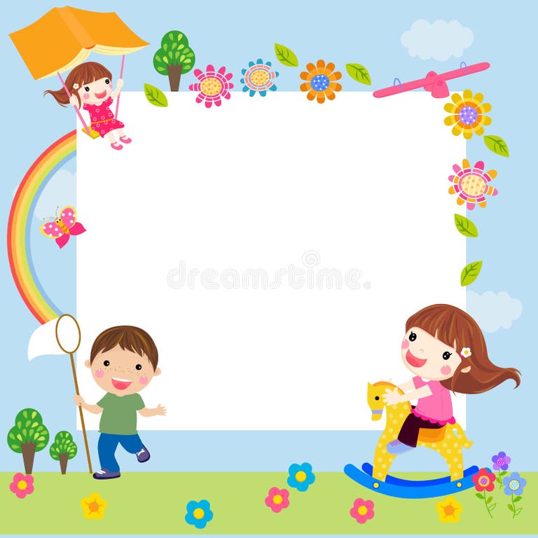 Happy children and frame stock vector. Illustration of education - 46171845