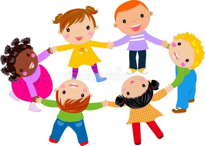Happy Children Hand in Hand Around Stock Vector - Illustration of ...