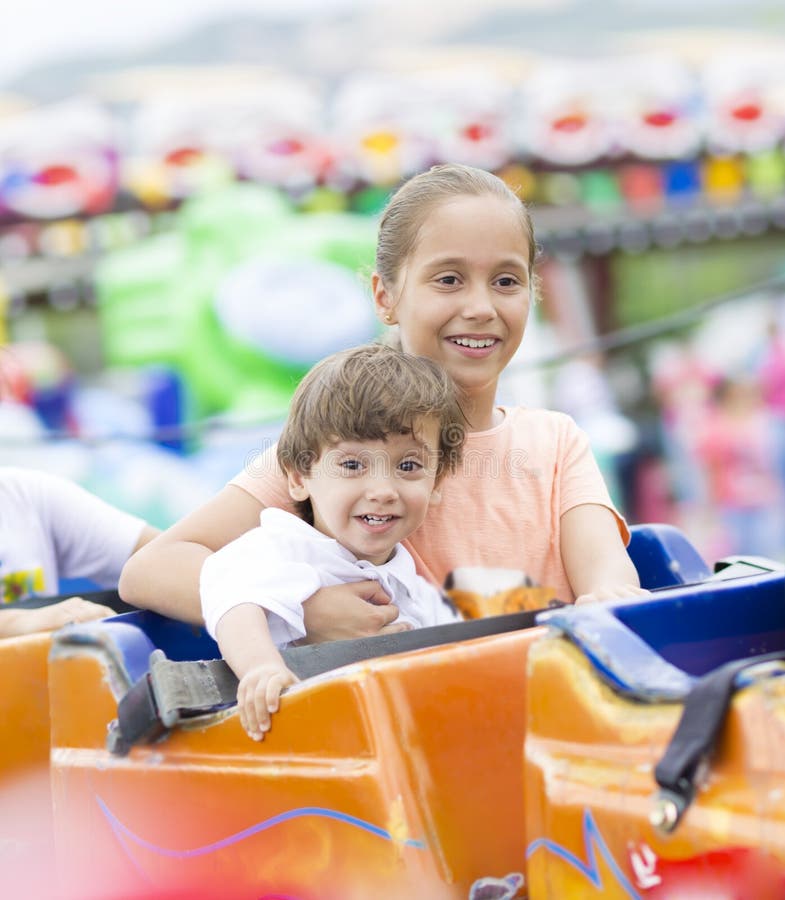Happy Children Having Fun Riding Stock Photo - Image of enjoy, children ...