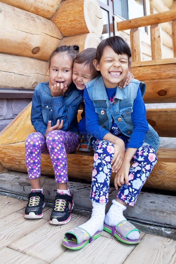 Happy Children Having Fun in Spring Stock Photo - Image of blue ...