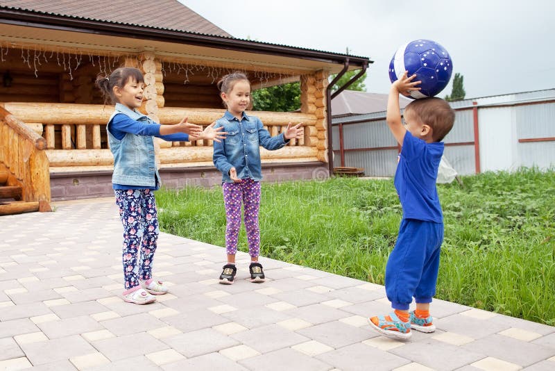 Happy Children Having Fun in Spring Stock Photo - Image of blue ...