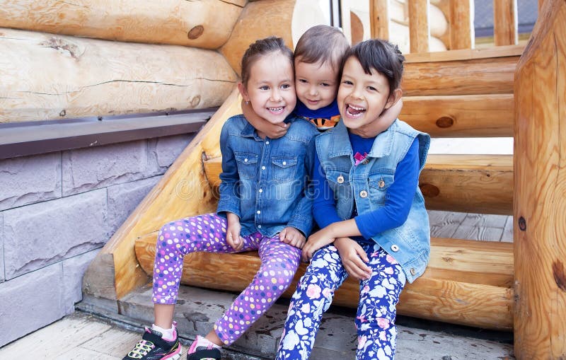 Happy Children Having Fun in Spring Stock Image - Image of girl, group ...