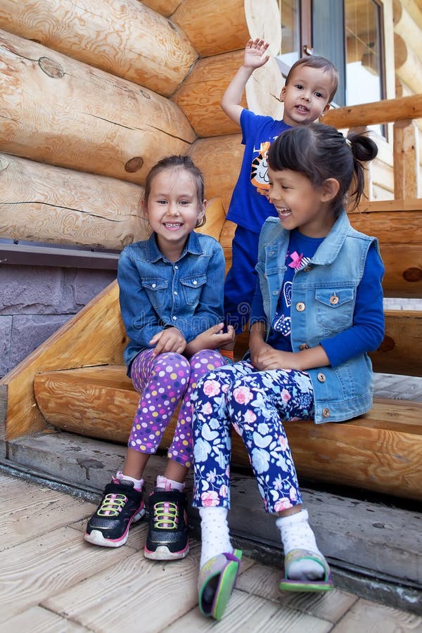 Happy Children Having Fun in Spring Stock Photo - Image of blue ...