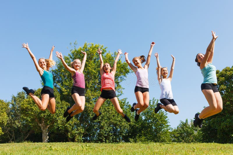 Happy children jumping stock image. Image of enjoyment - 57517035