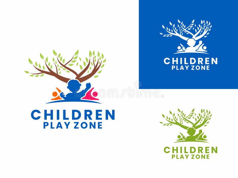 Happy Children Logo Design Vector Icon. Children Playing Logo Design ...
