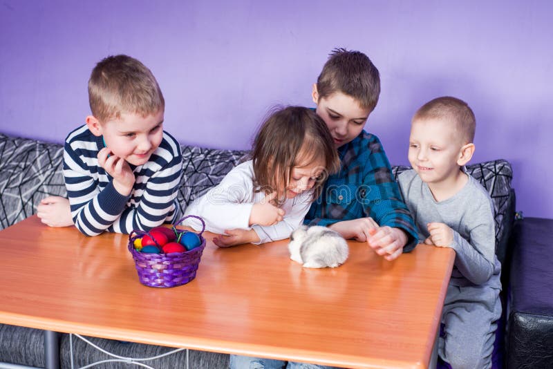 Happy Children Playing on Easter Stock Image - Image of easter ...