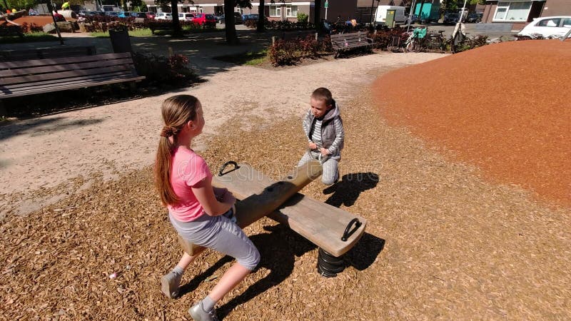 Happy Children Playing and Having Fun at Playground. Cute Children ...