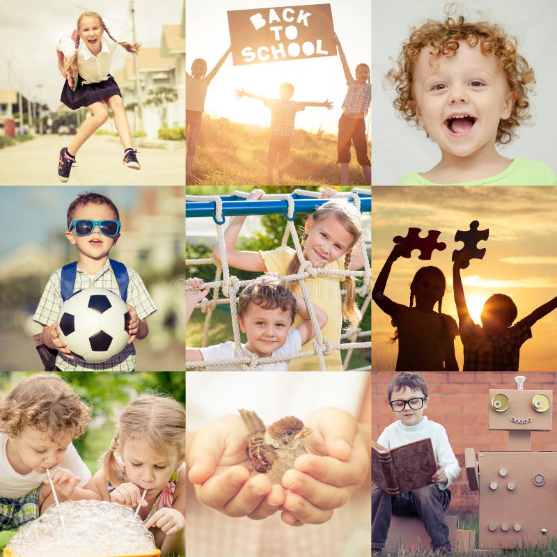 Happy Children Playing Outdoors at the Day Time. Stock Photo - Image of ...