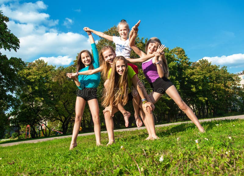 Happy Children Playing Outdoors Stock Photo - Image of outdoors ...