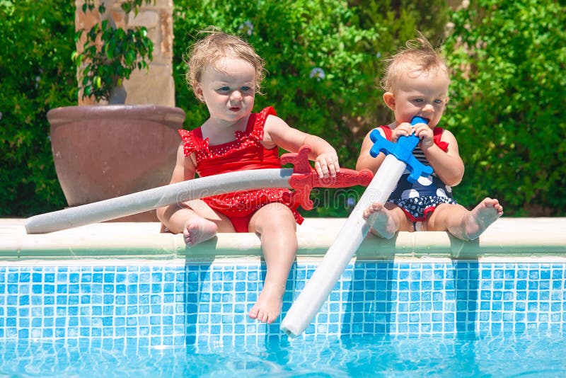 Happy Children Playing in the Pool Stock Image - Image of playful ...