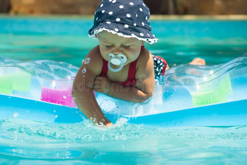 Happy Children Playing in the Pool Stock Photo - Image of closeup ...