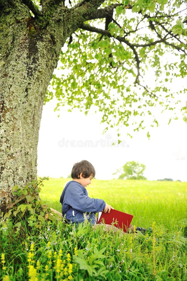 246 Boy Reading Book Under Tree Stock Photos - Free & Royalty-Free ...