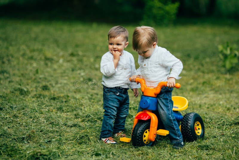 Happy Children Ride Bicycle Stock Photo - Image of back, asphalt: 72142828