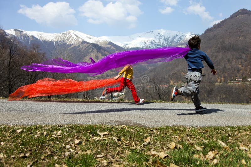 Happy children run free stock image. Image of energy - 14460093