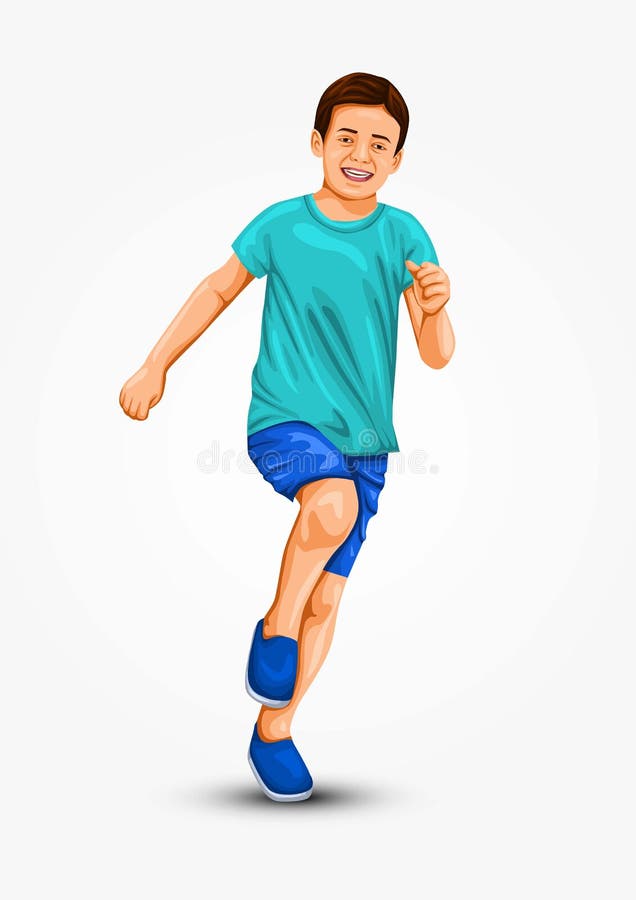 Happy Children Running with White Background. Vector Illustration Stock ...