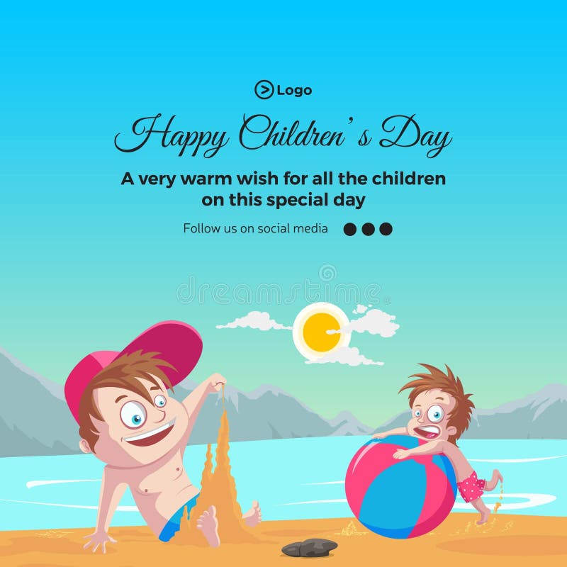 Happy Children`s Day Banner Design Stock Vector - Illustration of face ...