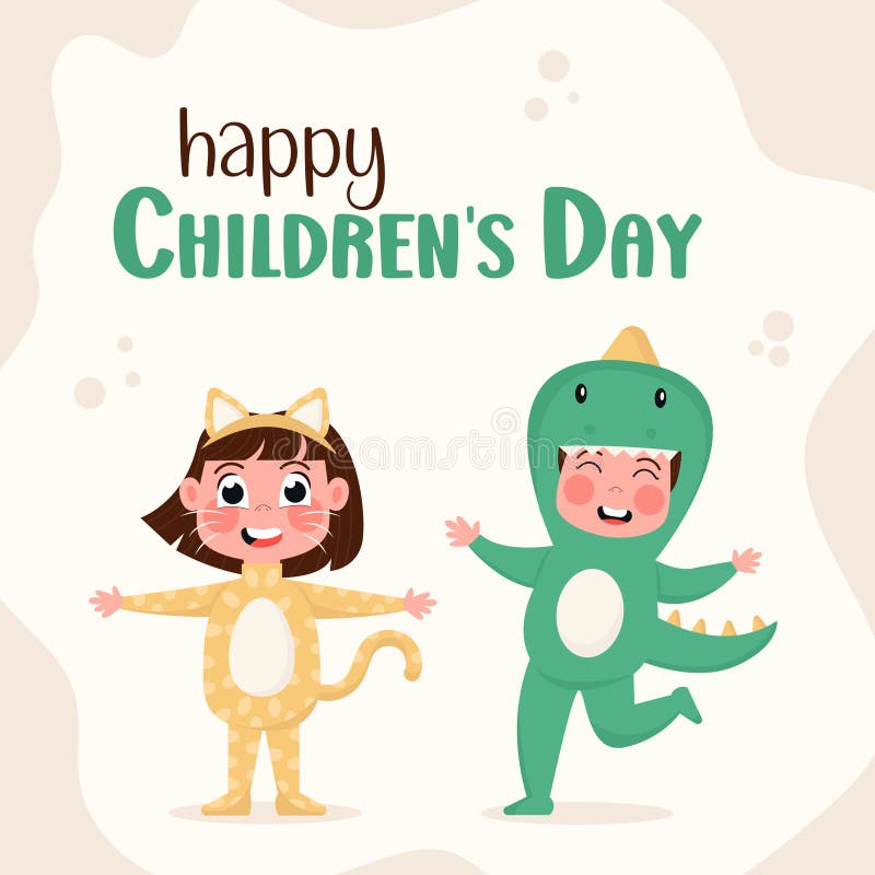 Happy Children S Day with Children in Costumes in a Flat Background ...