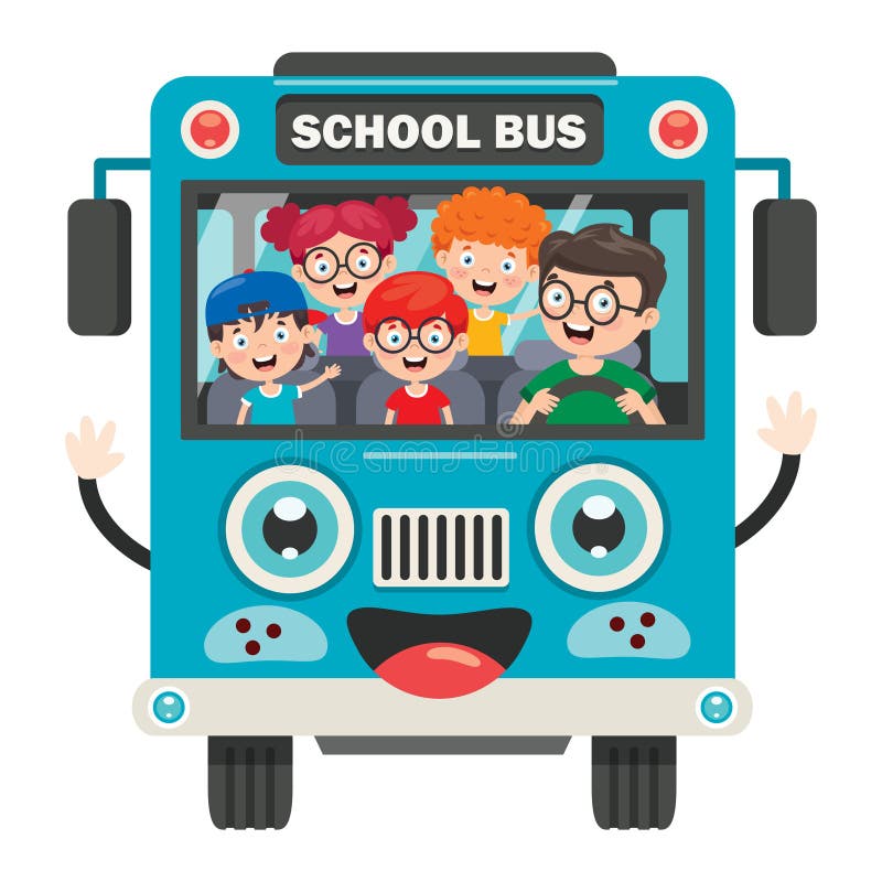 Happy Children and School Bus Stock Vector - Illustration of ...
