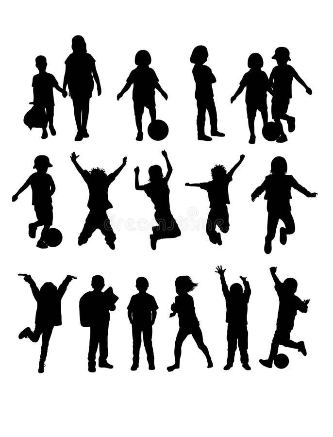 Children Silhouette Vector Free Download