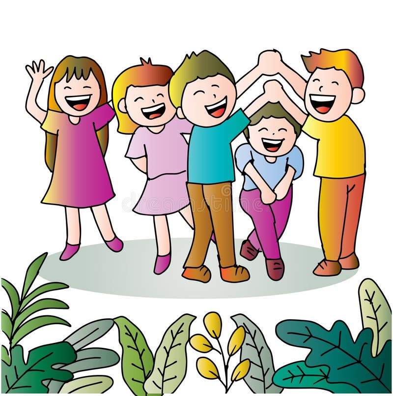 Happy Children Smiling and Having Fun in the Park Stock Vector ...