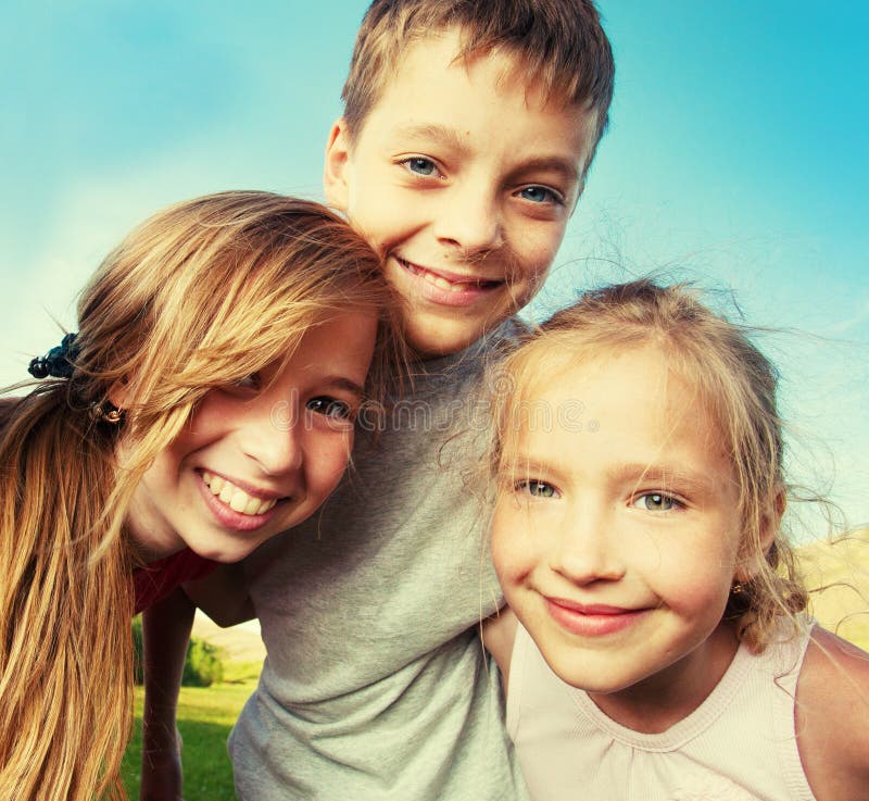 Happy children at summer stock photo. Image of little - 52407904