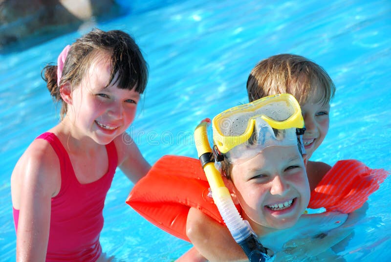 Happy children swimming stock photo. Image of family, youth - 2616726