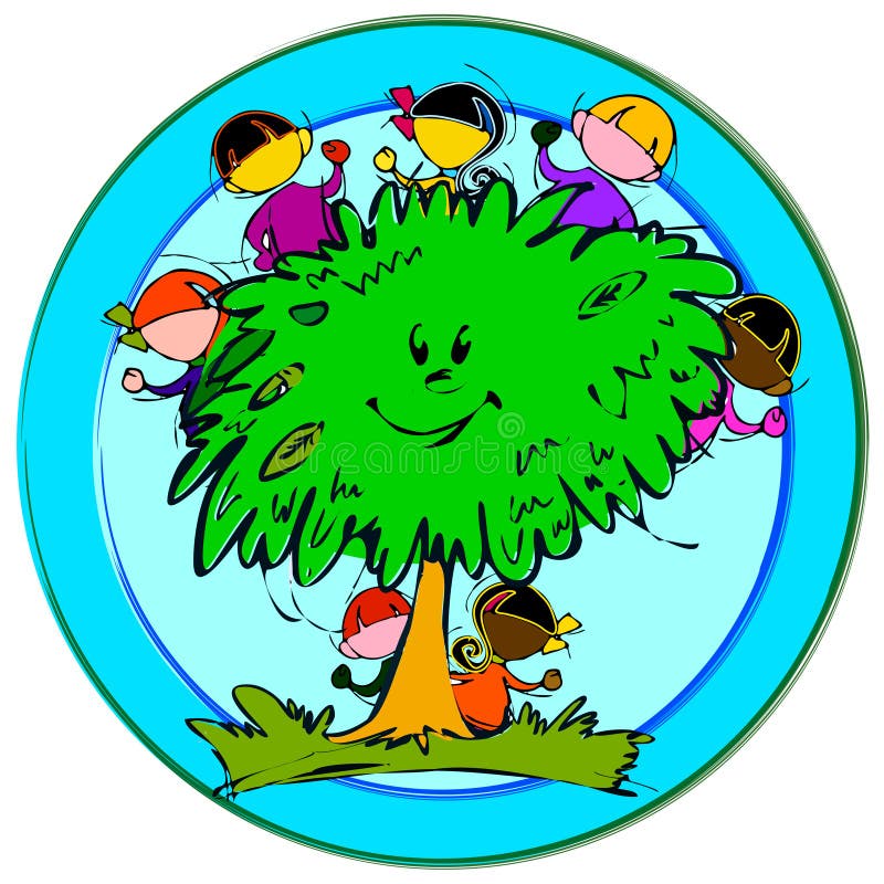 Green Tree, Cartoon for Baby Children-Diversity Stock Illustration ...