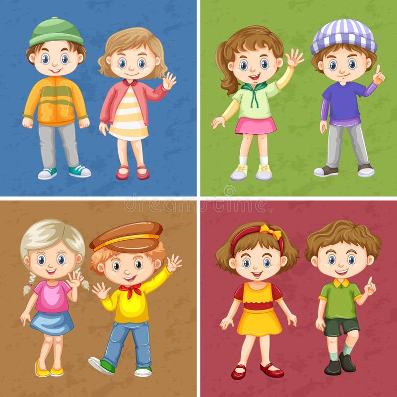 Happy Children Waving Hands Hello Stock Vector - Illustration of hand ...