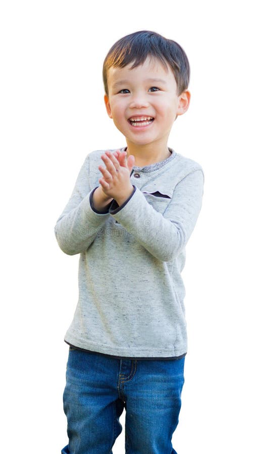 Adorable Chinese Boy Isolated on a White Background Stock Photo - Image ...