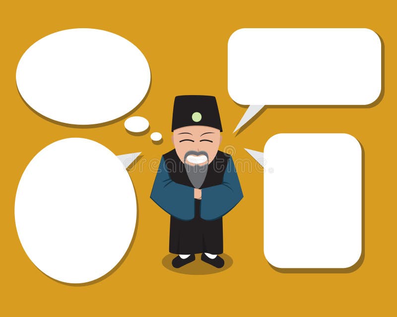 Happy Chinese Merchant in Traditional Costume Stock Vector ...