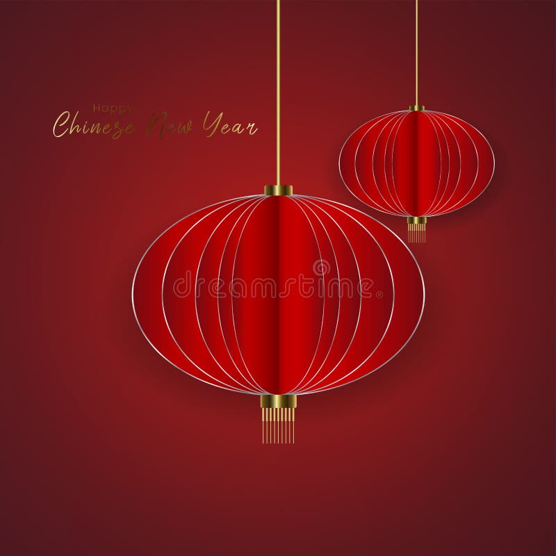Happy Chinese New Year Banner Design, Two Red Chinese Light Box on ...