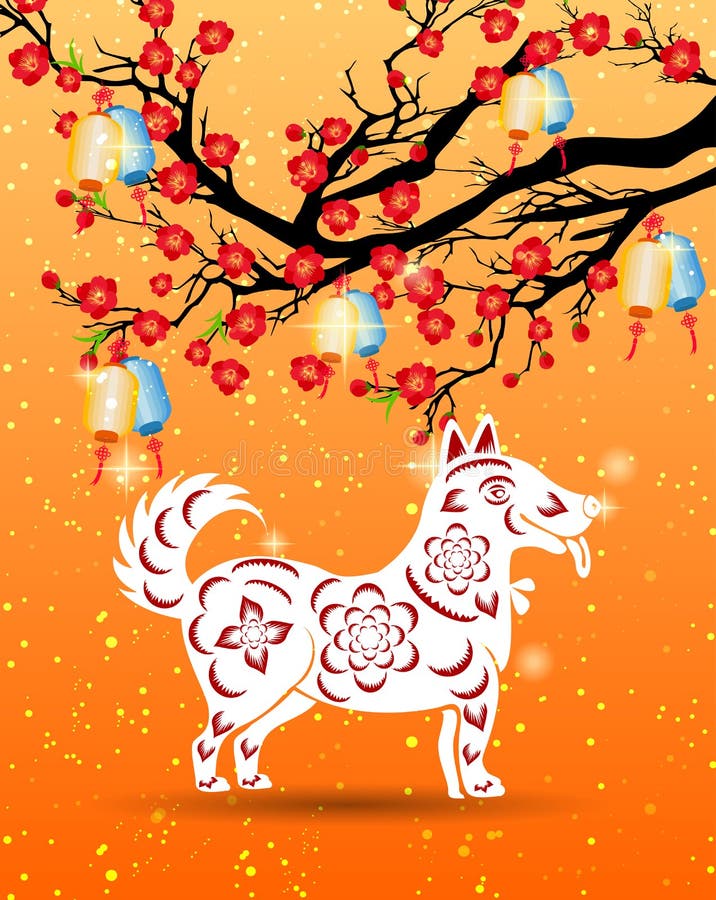 Happy Chinese New Year 2018 Year of the Dog. Lunar New Stock Vector ...