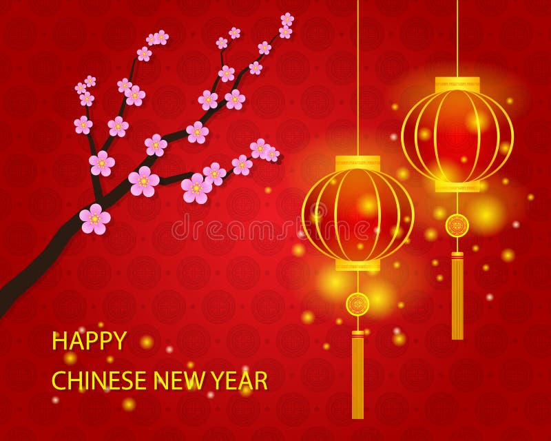 Happy Chinese New Year with Lamp Background Stock Vector - Illustration ...
