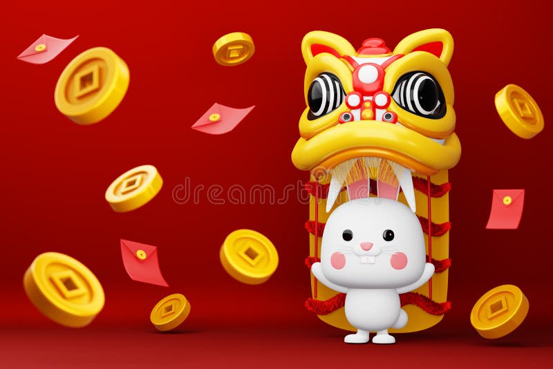 Happy Chinese New Year 2023, Year of the Rabbit, 3d Rendering Stock ...