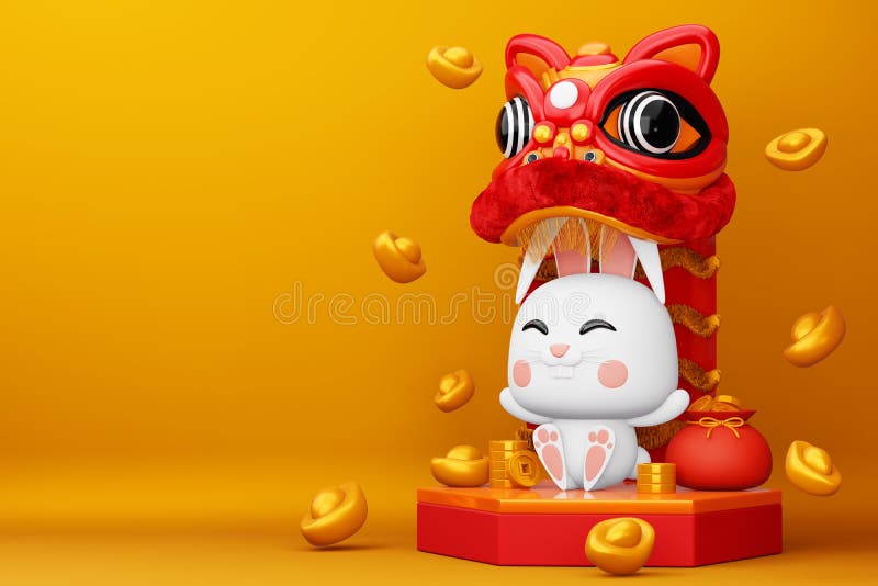 Happy Chinese New Year 2023, Year of the Rabbit, 3d Rendering Stock ...