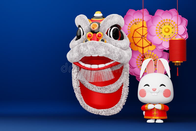 Happy Chinese New Year 2023, Year of the Rabbit, 3d Rendering Stock ...