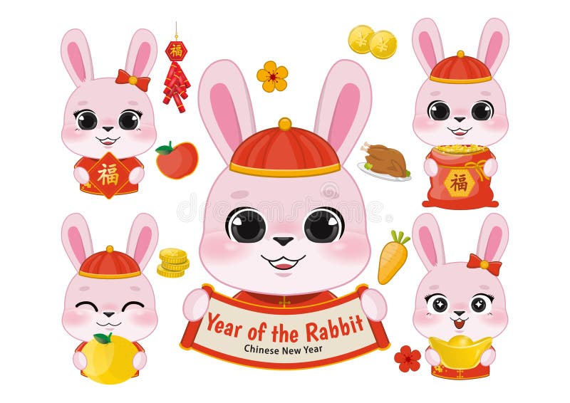 Chinese Good Luck Rabbit Gold Stock Illustrations – 141 Chinese Good ...