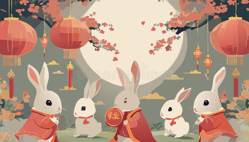 Happy Chinese New Year. Year of the Rabbit Stock Illustration ...