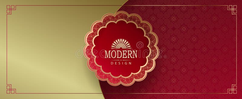 Happy Chinese New Year, Red Card with Round Frame Stock Vector ...