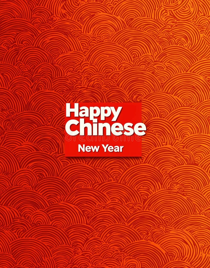 Happy Chinese New Year with Red Wave Pattern Background Stock Image ...