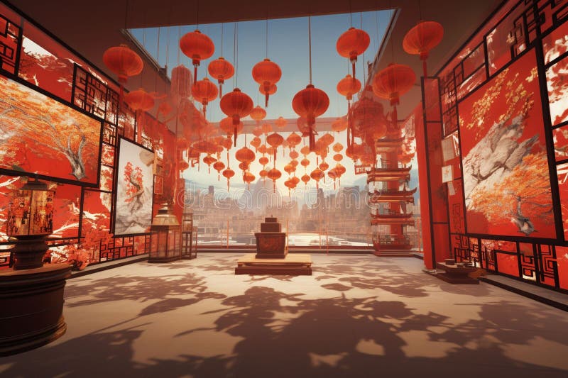 Happy Chinese New Year Virtual Reality Art Stock Illustration ...