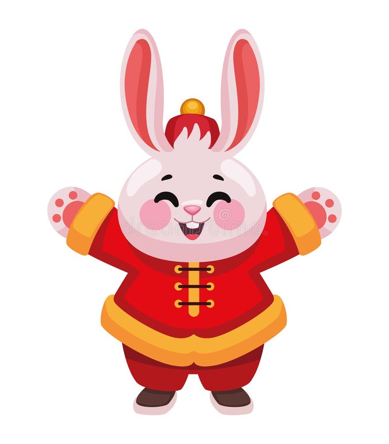 Happy chinese rabbit stock vector. Illustration of lucky - 265520250