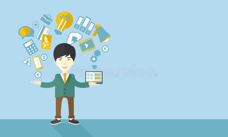 Happy Chinese Self Employed Stock Vector - Illustration of layout ...