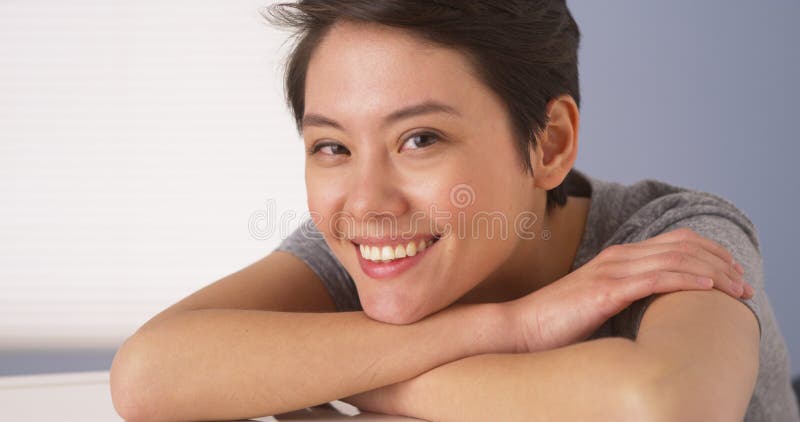 Happy Chinese Woman Looking at Camera Stock Image - Image of modern ...