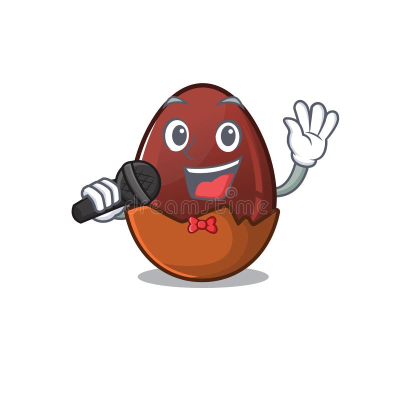 Happy Chocolate Egg Singing on a Microphone Stock Vector - Illustration ...