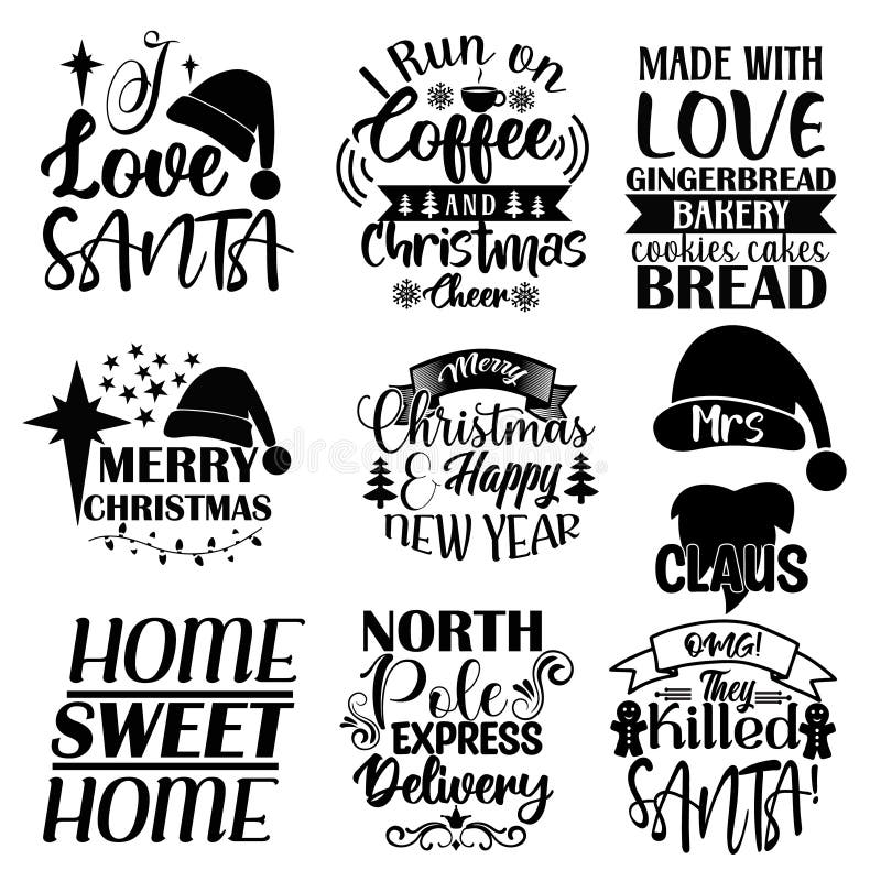 Happy Christmas Day Beautiful Typography Designs. Stock Vector ...