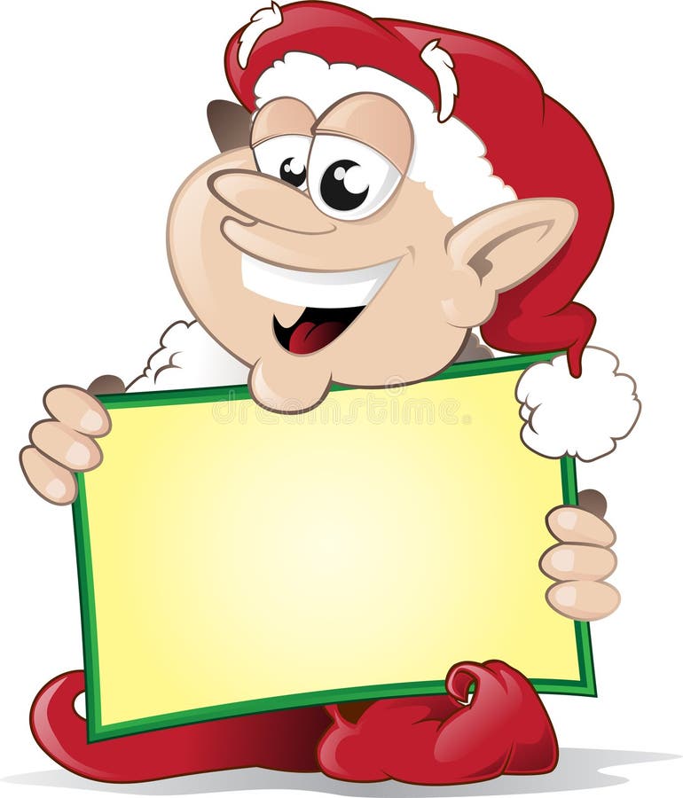 Christmas Elf with sign stock vector. Illustration of designs - 35316182