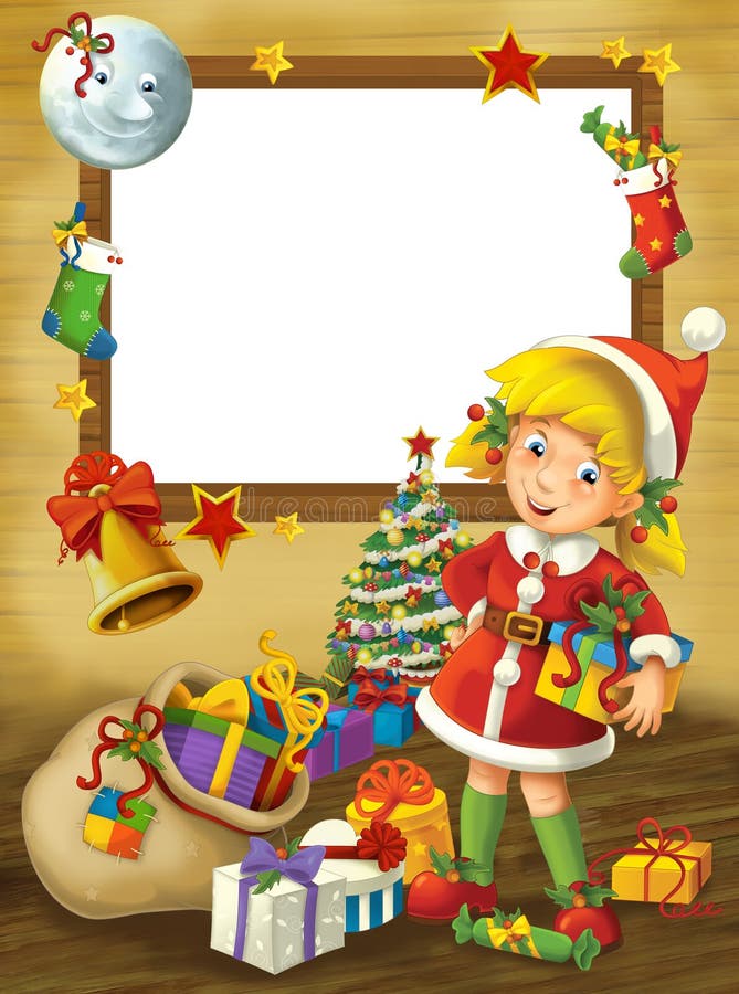 Happy Christmas Frame - Border - Illustration for the Children Stock ...